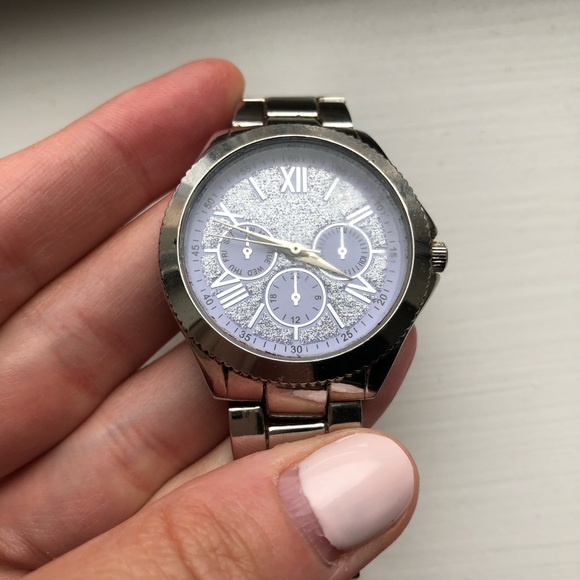 Accutime Watch | Accessories | Vintage Silver Link Glittery Purple Face ...